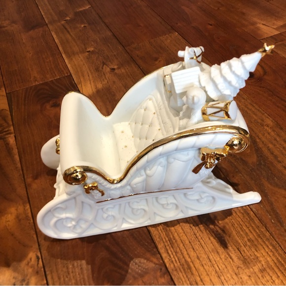 traditions | Accents | Traditions White And Gold Porcelain Santa With ...